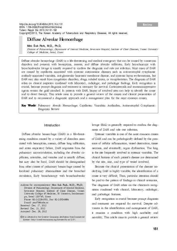 (PDF) Diffuse Alveolar Hemorrhage