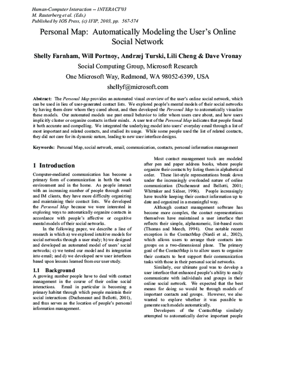 (PDF) Personal Map: Automatically Modeling the User's Online Social Network