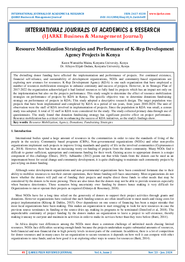 (PDF) Resource Mobilization Strategies and Performance of K-Rep ...