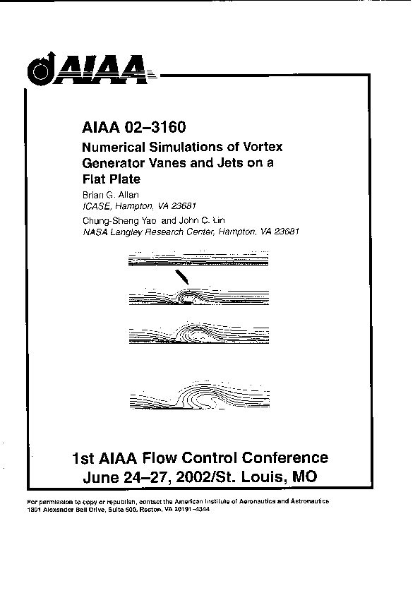 (PDF) Numerical Simulations of Vortex Generator Vanes and Jets on a ...