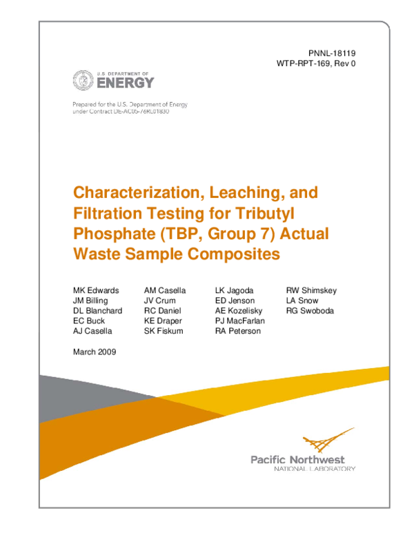 (PDF) Filtration and Leach Testing for REDOX Sludge and S-Saltcake ...