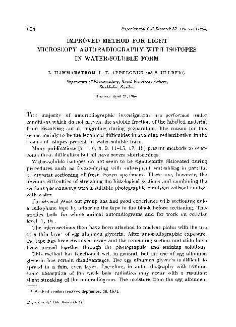 (PDF) Improved method for light microscopy autoradiography with ...