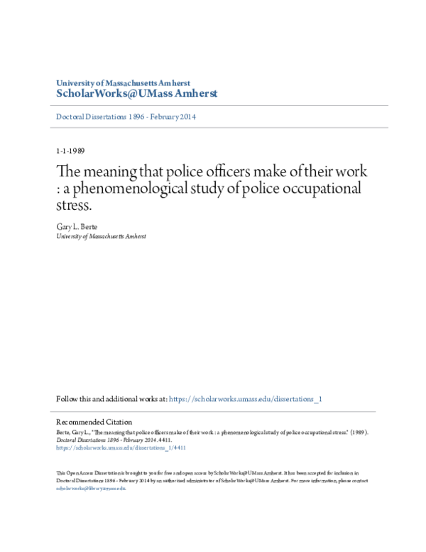 (PDF) The meaning that police officers make of their work: A ...
