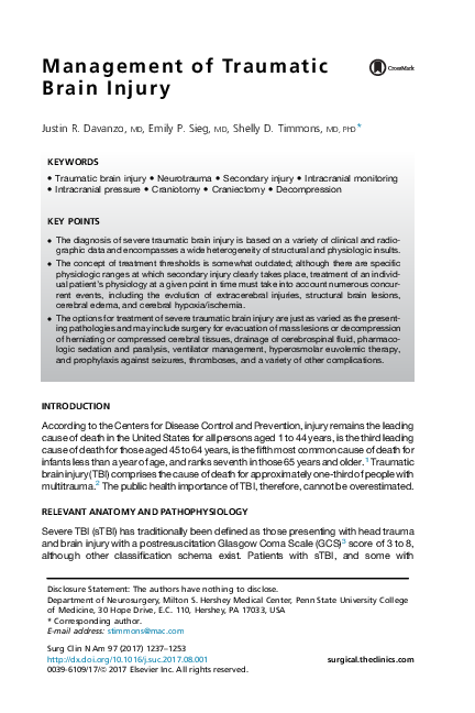 (PDF) Management of Traumatic Brain Injury