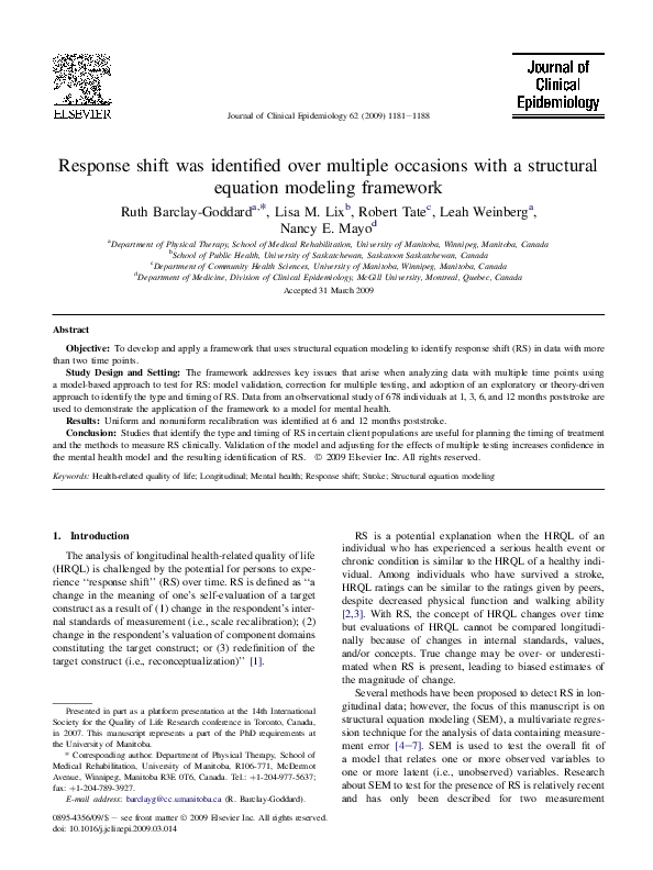 (PDF) Response shift was identified over multiple occasions with a ...