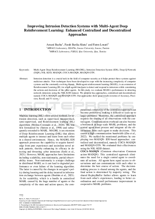 Pdf Improving Intrusion Detection Systems With Multi Agent Deep Reinforcement Learning 1631