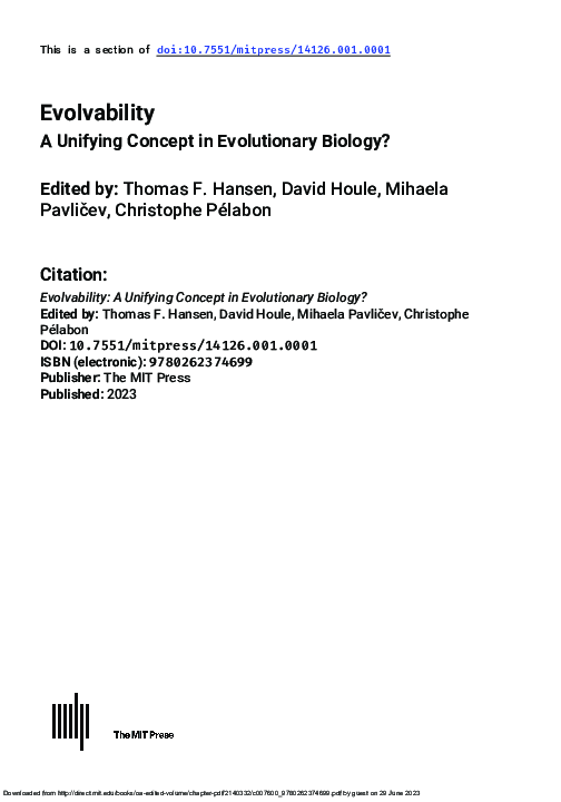 (PDF) The Developmental Basis for Evolvability