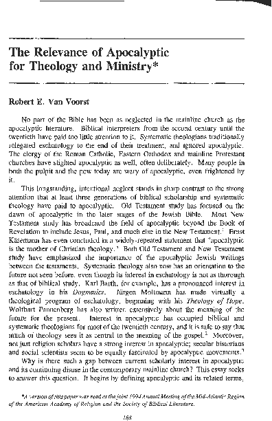 (PDF) The Relevance of Apocalyptic for Theology and Ministry