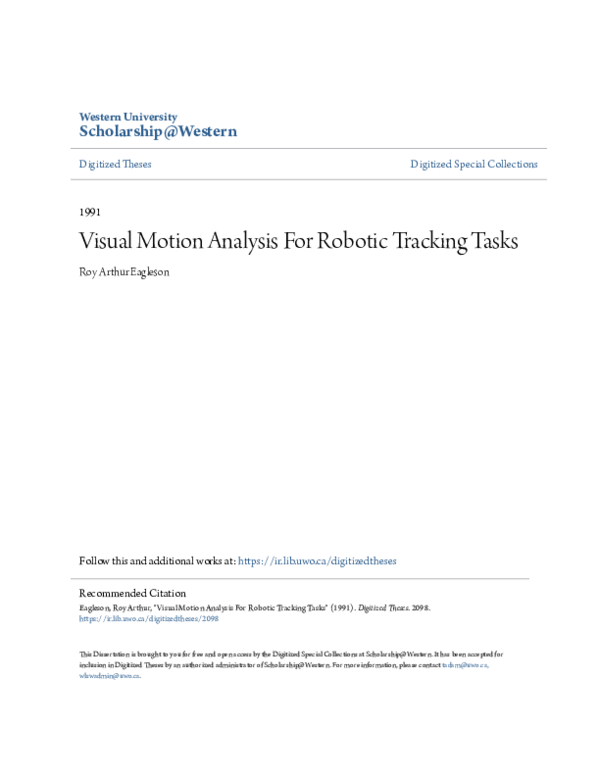 (PDF) Visual motion analysis for robotic tracking tasks