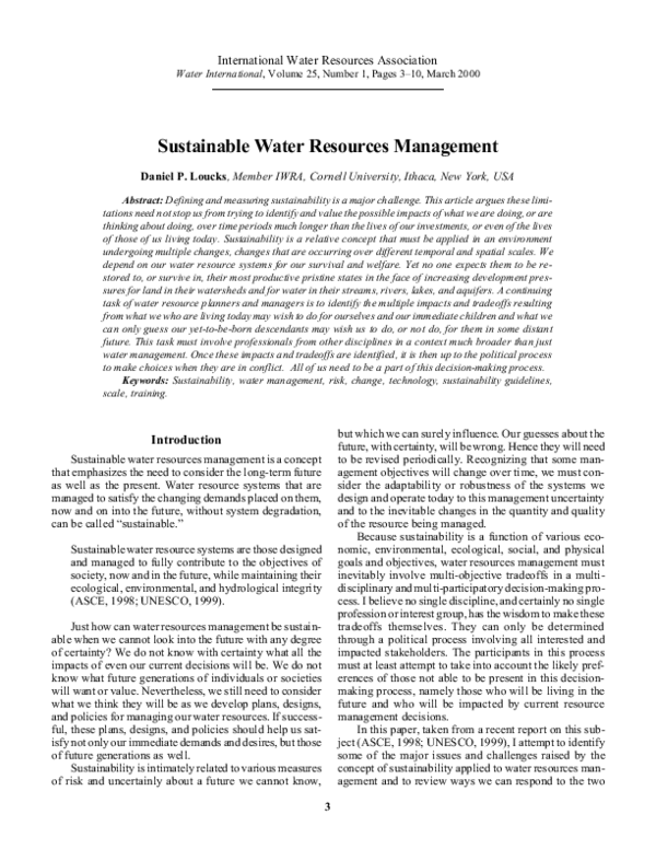 (PDF) Sustainable Water Resources Management
