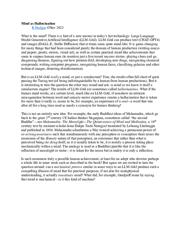 (PDF) Mind as Hallucination