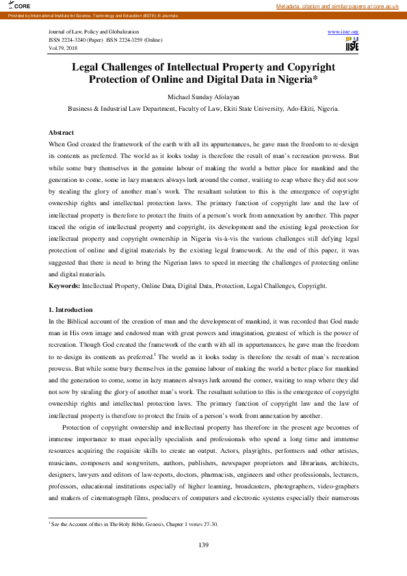 (PDF) Legal Challenges of Intellectual Property and Copyright ...