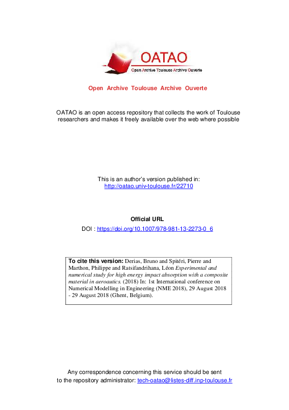 (PDF) Experimental and Numerical Study for High Energy Impact ...