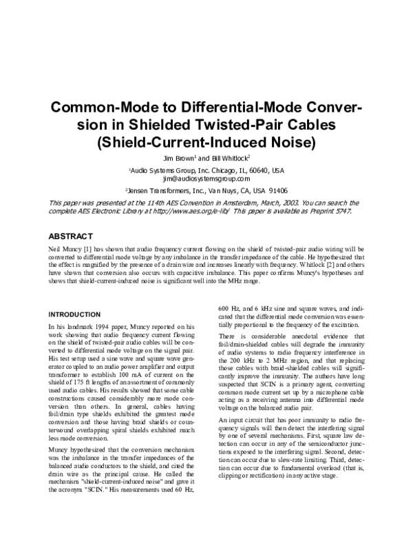 (PDF) Common-Mode to Differential-Mode Conver- sion in Shielded Twisted ...