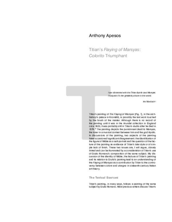 (PDF) Titian’s Flaying of Marsyas: Colorito Triumphant