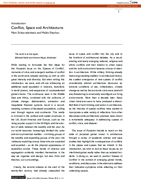 (PDF) Conflict, Space and Architecture
