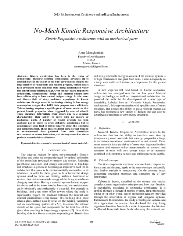 (PDF) No-Mech Kinetic Responsive Architecture: Kinetic Responsive Architecture with No ...