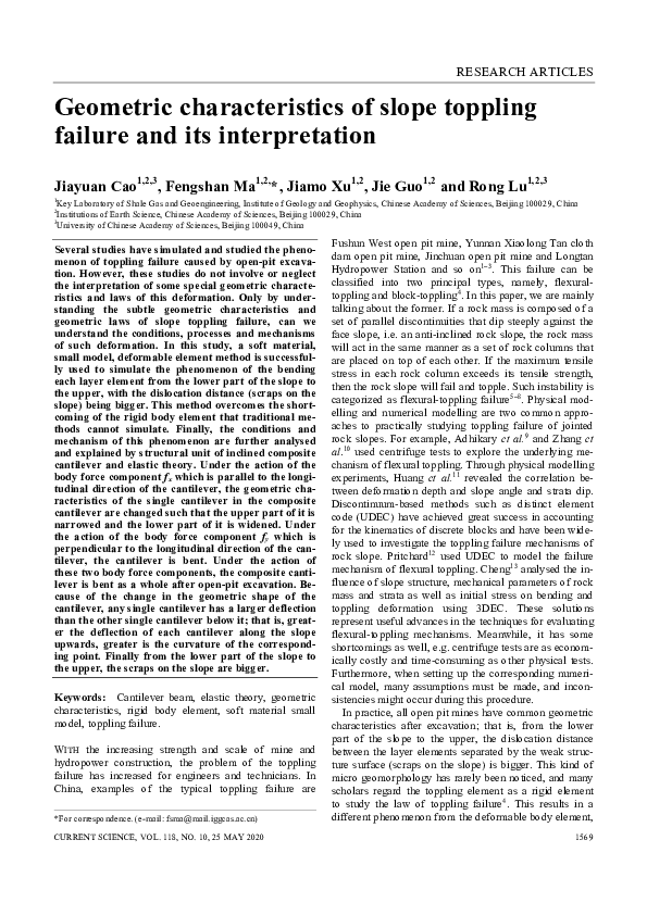 (PDF) Geometric Characteristics of Slope Toppling Failure and its ...