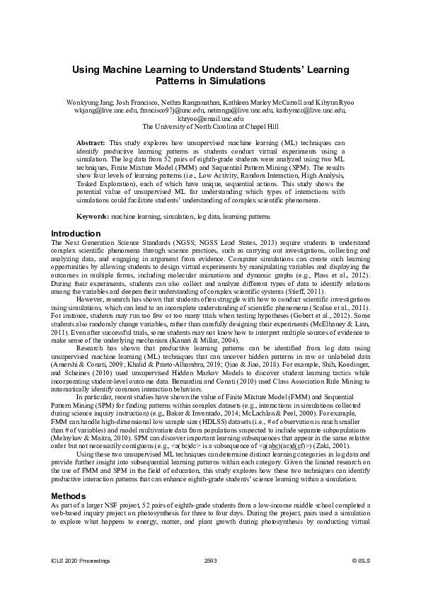 (PDF) Using Machine Learning to Understand Students' Learning Patterns ...