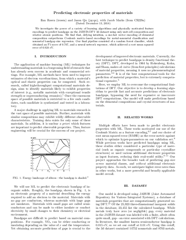 (PDF) Predicting electronic properties of materials