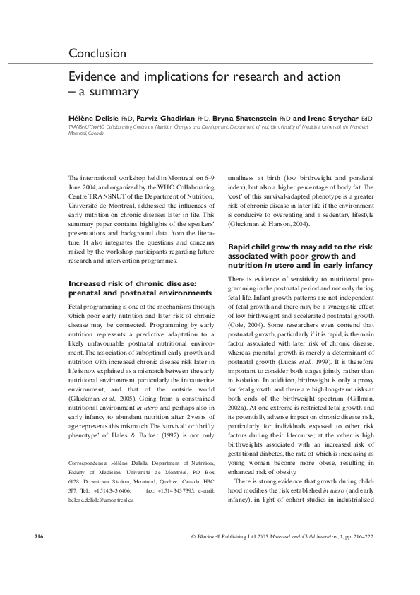 (PDF) Evidence and implications for research and action - a summary ...