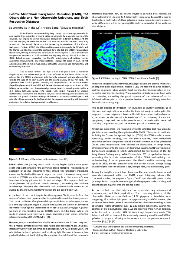 (PDF) Cosmic Microwave Background Radiation (CMB), the Observable and ...