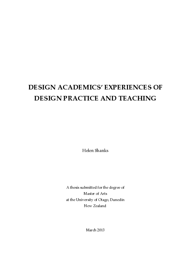 (PDF) Design Academics' Experiences Of Design Practice And Teaching