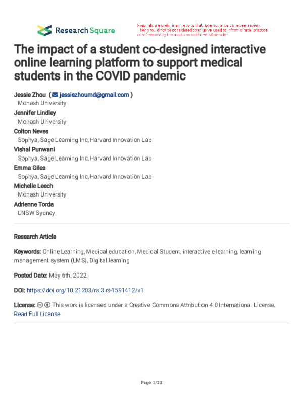 (PDF) The impact of a student co-designed interactive online learning ...