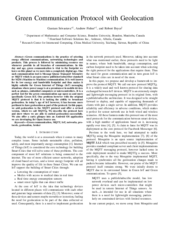 (PDF) Green Communication Protocol with Geolocation