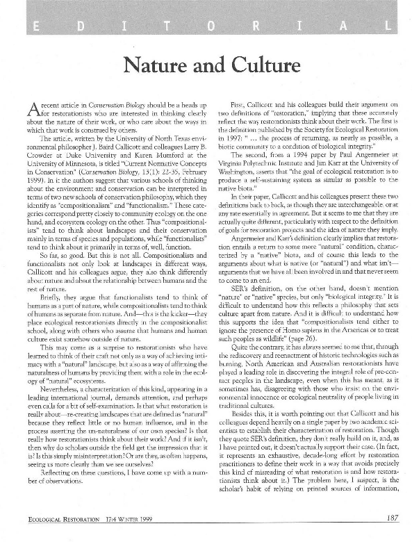 (PDF) Nature and Culture