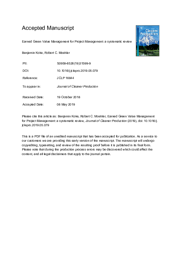 (PDF) Earned Green Value management for project management: A ...