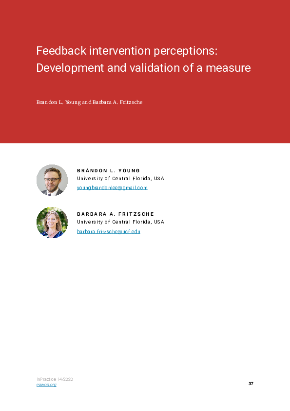 (PDF) Feedback intervention perceptions: Development and validation of a measure