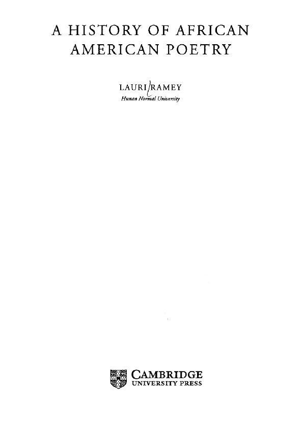 (PDF) A History of African American Poetry