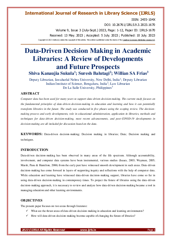 (PDF) Data-Driven Decision Making in Academic Libraries: A Review of Developments and Future ...