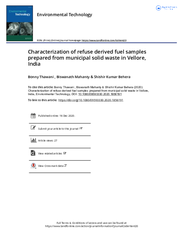 (PDF) Characterization of refuse derived fuel samples prepared from ...