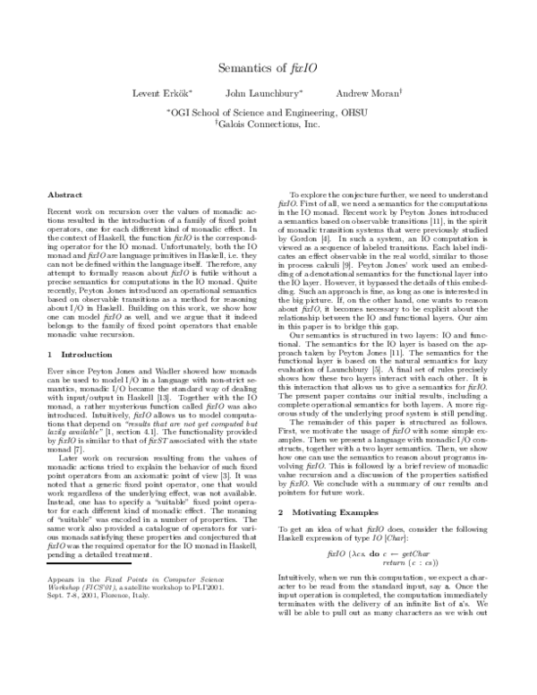 (PDF) Semantics of fixIO