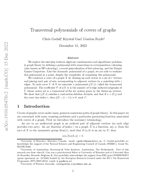 (PDF) Transversal polynomial of r-fold covers