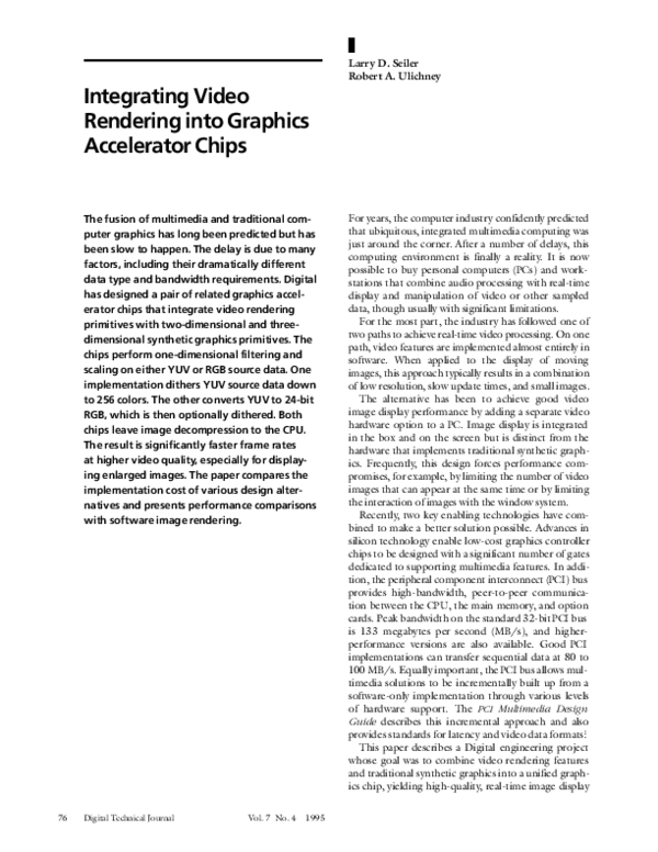 (PDF) Integrating Video Rendering into Graphics Accelerator Chips