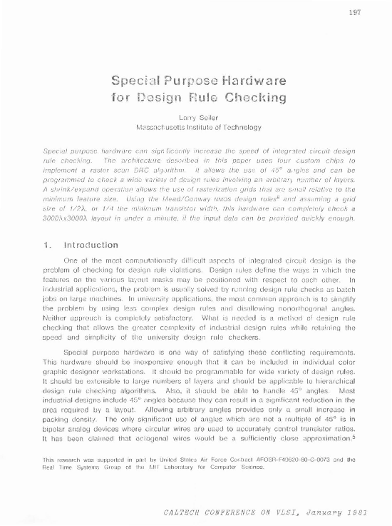 Pdf Special Purpose Hardware For Design Rule Checking