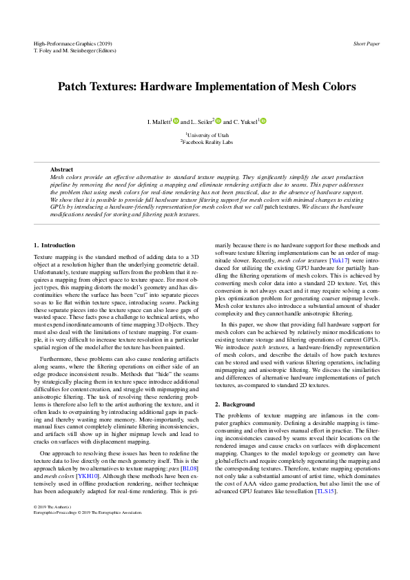 (PDF) Patch Textures: Hardware Implementation of Mesh Colors | Larry Seiler - Academia.edu
