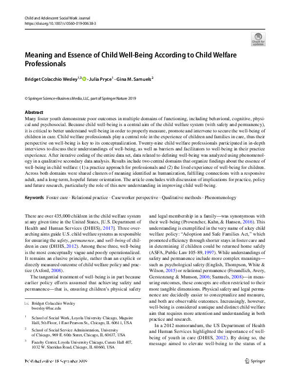 (PDF) Meaning and Essence of Child Well-Being According to Child ...
