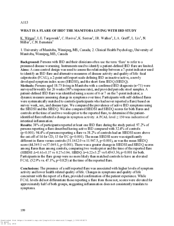 (PDF) What is a Flare of IBD?: The Manitoba Living with IBD Study