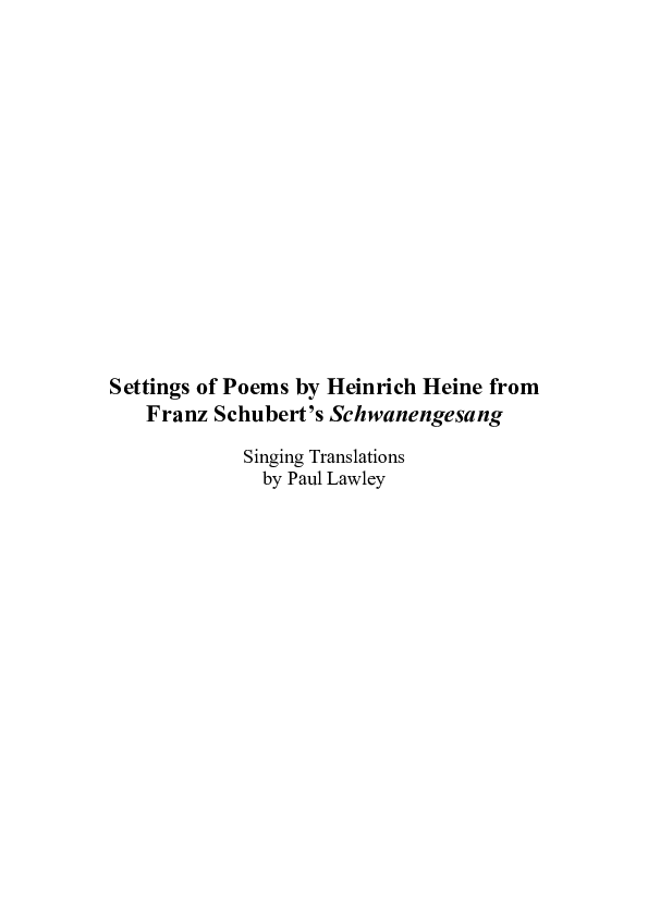 (PDF) Settings of Poems by Heinrich Heine from Franz Schubert’s ...