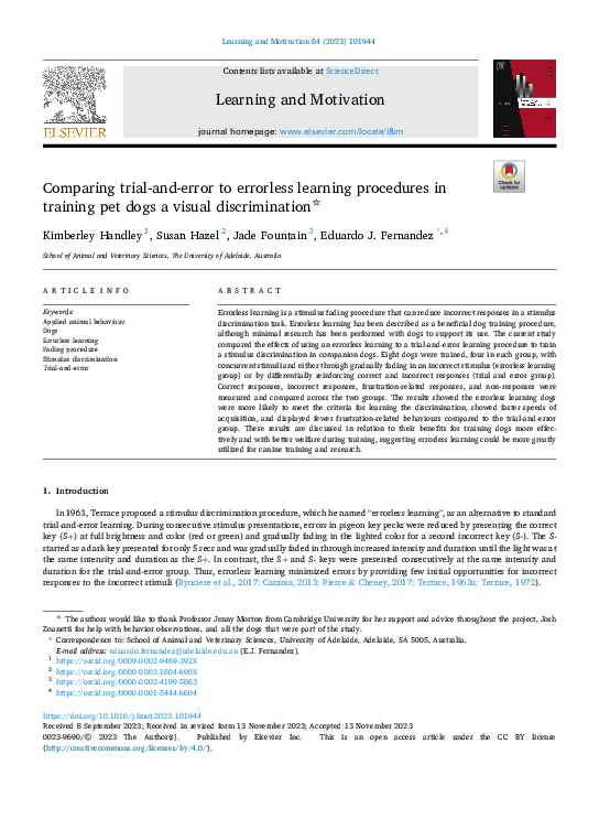 (PDF) Comparing Trial-and-Error to Errorless Learning Procedures in ...