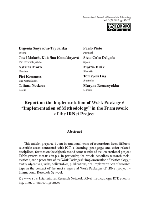 (PDF) Report on the Implementation of Work Package 6 “Implementation of ...