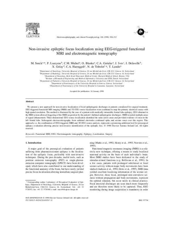 Pdf Non Invasive Epileptic Focus Localization Using Eeg Triggered