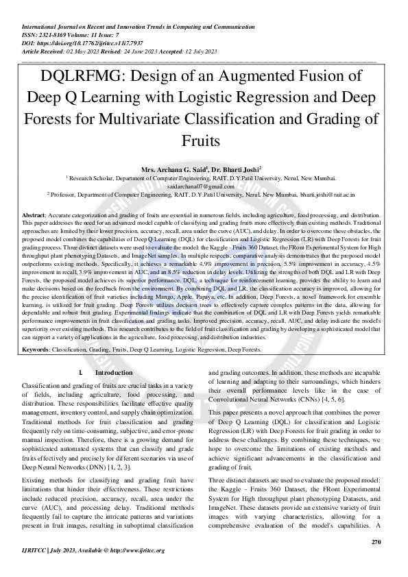 (PDF) DQLRFMG: Design of an Augmented Fusion of Deep Q Learning with Logistic Regression and ...