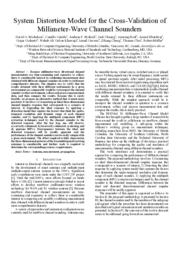 (PDF) System Distortion Model for the Cross-Validation of Millimeter ...