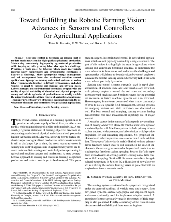 (PDF) Toward fulfilling the robotic farming vision: advances in sensors and controllers for ...