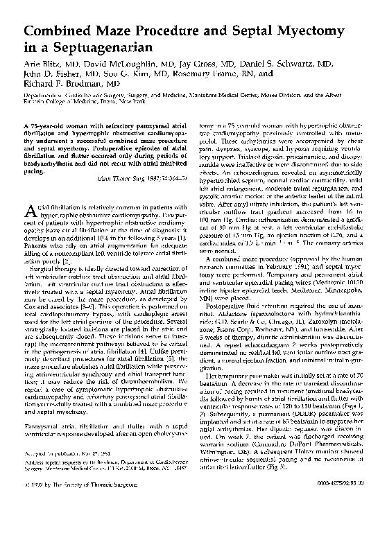 (PDF) Combined maze procedure and septal myectomy in a septuagenarian